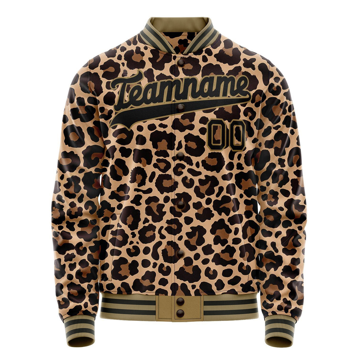 Free Design No Minimums Custom Brown Black Leopard 3D Varsity Letterman ...